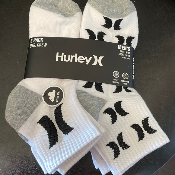 Hurley | Underwear & Socks | Nwt 6 Hurley Quarter Crew Logo Socks Black ...
